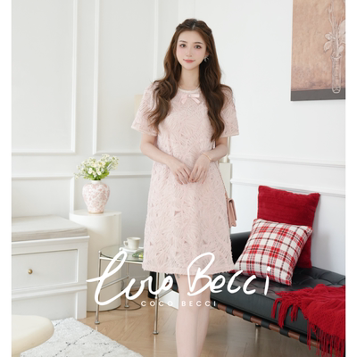 COCO BECCI【安妮公主】法式小香风提花减龄显瘦连衣裙女夏高级感