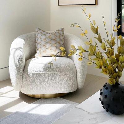 北欧轻奢沙发椅咖啡厅酒店单人沙发民宿沙发羊羔绒旋转洽谈沙发椅