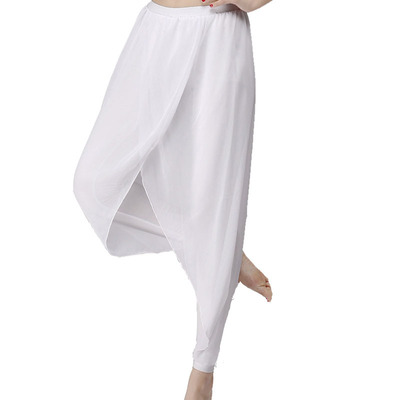 新款瑜伽服舞韵瑜珈服白色黑色雪纺舞蹈衣健身服女纱裤