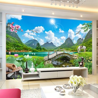 墙贴壁画贴纸自粘墙纸自贴画自然风景客厅卧室电视背景墙面装饰画