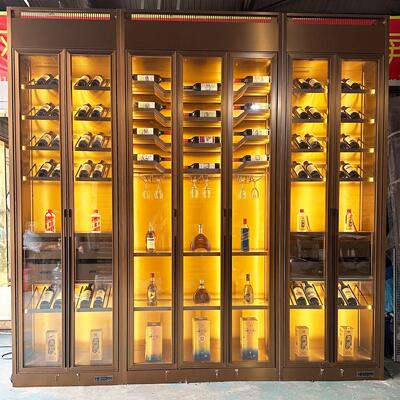 不锈钢恒温红酒柜橡木恒湿雪茄柜别墅酒窖金属展示玻璃白酒柜定制