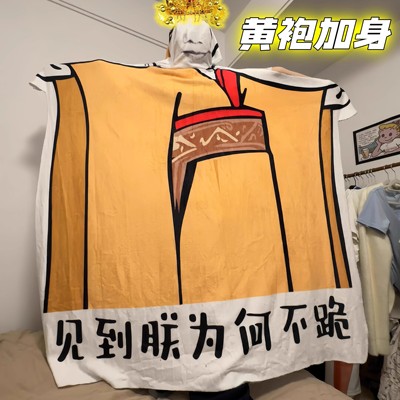 龙图毯子见到朕为何不跪皇帝毛毯法兰绒午睡毯抽象办公室宿舍披肩