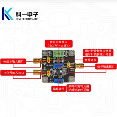 AD8421仪表放大器模块 高精度mV/uV微弱小信号放大器 单端 差分