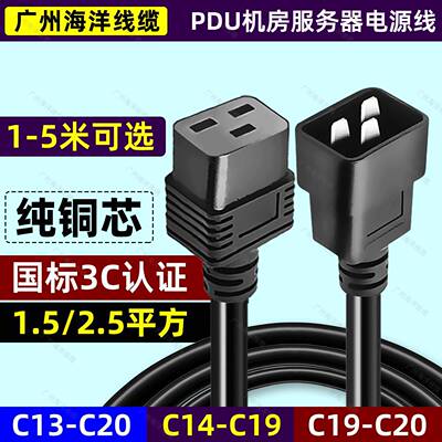 C19-C20电源线PDU服务器16A横三孔C14-C19转C20-C13延长线2.5平方