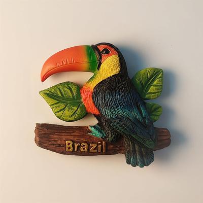 南美洲巴西特色巨嘴鸟旅游纪念品立体彩绘家居收藏磁性冰箱贴礼物