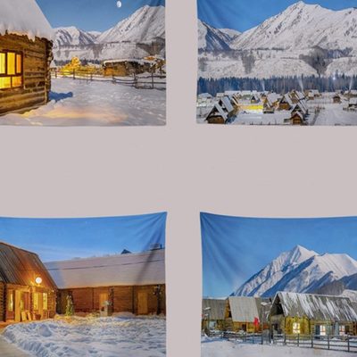 小武拉莫 禾木的夜床头挂布布艺装饰简约挂毯摄影风景照背景布画