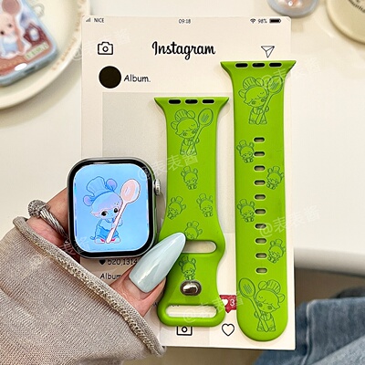 料理鼠王男孩适用iwatchs12/11小众10苹果硅胶9表带Applewatch8/7