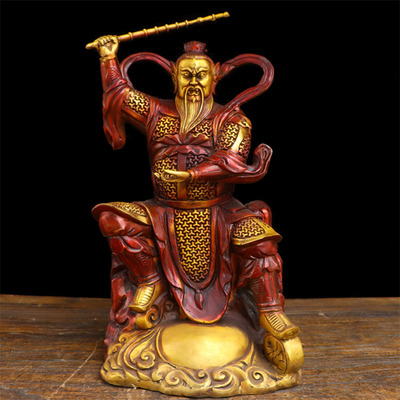 纯铜王灵官神像王天君三眼灵官护法火神铜像居家供奉客厅中式摆件
