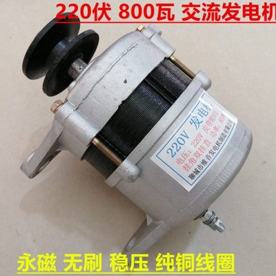 皮带轮式永磁220v800w瓦全新纯铜线包大功率家用交流无刷发电机