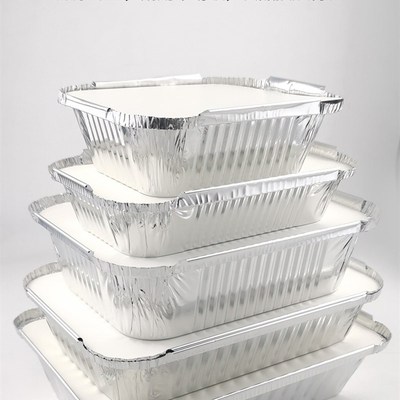 锡纸盒烧烤专用长方形锡纸盘商用烤鱼一次性外卖打包铝箔餐盒带盖