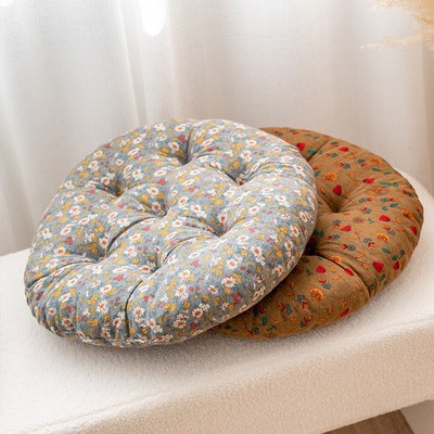 ILN波西米亚棉麻混纺圆形坐垫民族风加厚座椅飘窗座垫宿舍秋冬