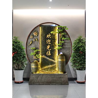 新中式客厅水幕WDQ墙风庭花院园流水屏假山喷泉景观大型室落地摆