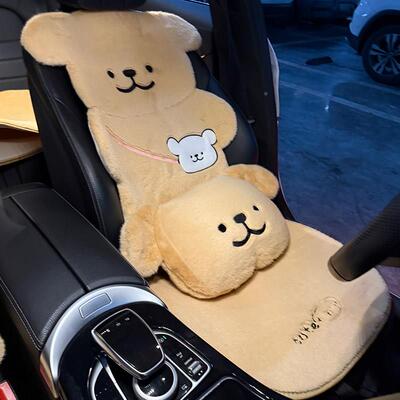 坐垫冬季11.22.9.毛绒垫可爱线条小狗车内座椅车上后排汽加绒保暖