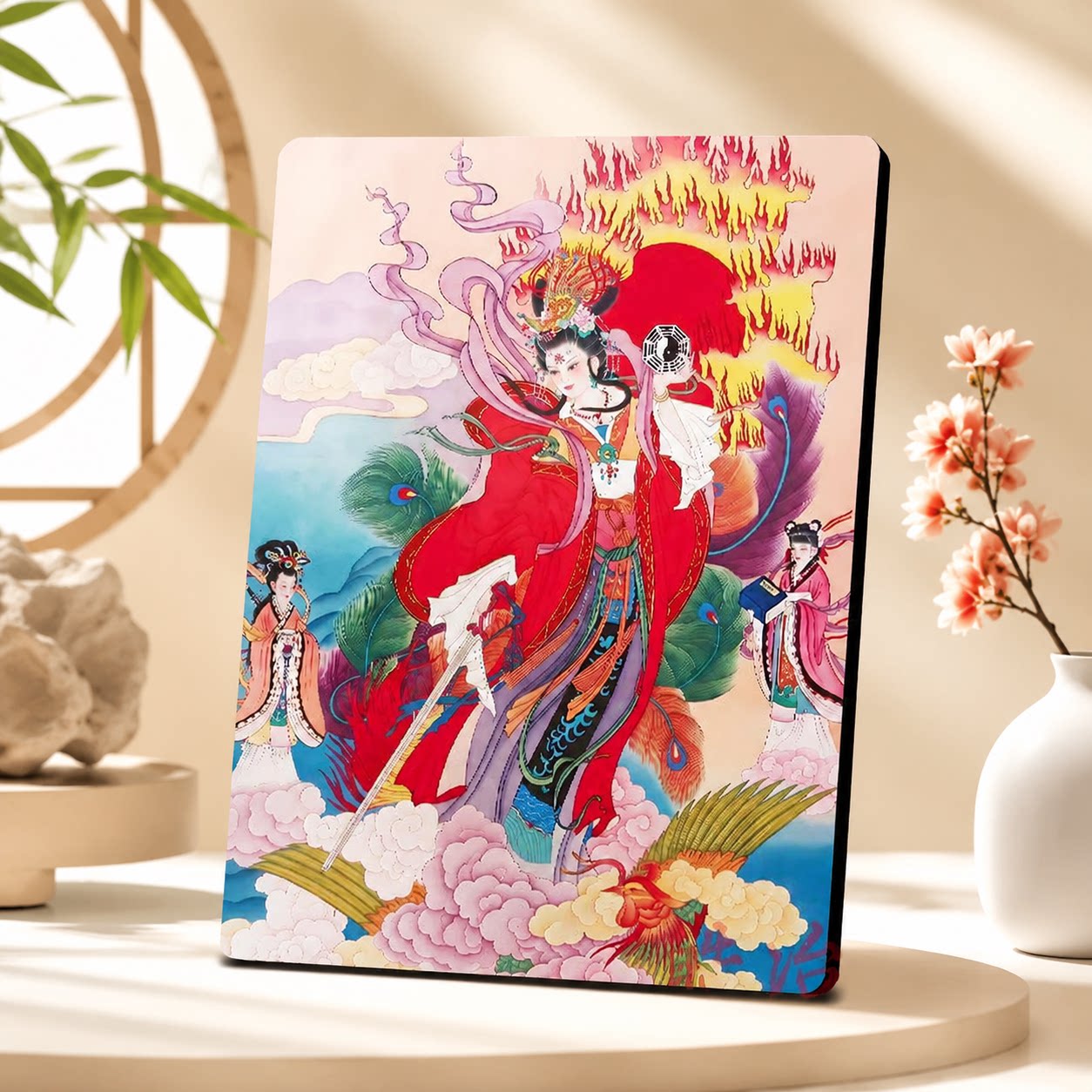 九天玄女娘娘神像摆台中式客厅玄关供奉结缘道家装饰摆件
