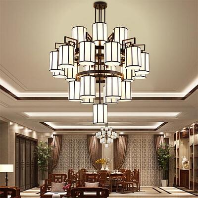 现新中式客厅吊灯仿古酒店茶楼大吊灯别墅复式餐厅铁艺灯具1039