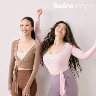 豆形云柔弹正反两穿长袖绑带罩衫