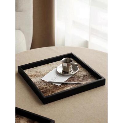 Wabi-Sabi风格可访问的豪华桌面存储托盘现代方形托盘珠宝存储托