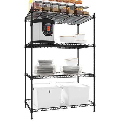 厨房4层小架子层架落地置物架不锈钢25cm宽90厘米60储物简易搁架