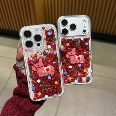 新年红色波点小马流沙马年适用苹果17Pro手机壳iPhone16max小米15华为mate80pura70k60note14荣耀x200nova13