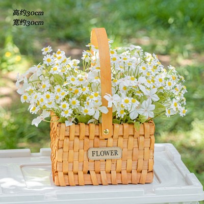 小雏菊插花花篮仿真花露营野餐人造花假花绢花装饰花摆件拍照道具
