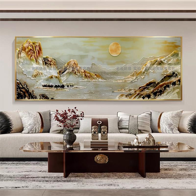珐瑯彩画客厅沙发背景墙装饰画玄关卧室房间挂画饭厅书房中式壁画