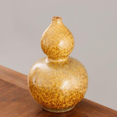 钧窑李峰茶叶末釉钛结晶手作花器青瓷粗陶高温窑变花瓶小葫芦摆件