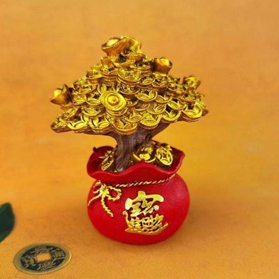 新款葫芦招财进宝八方来财福禄平安元宝福袋发财树好运钱袋摆件