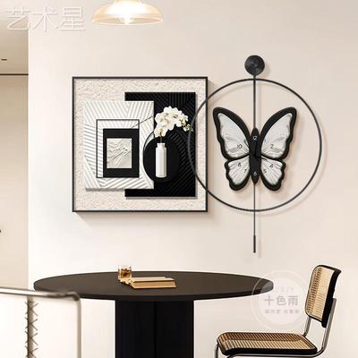 代简约现画餐厅挂钟装饰新款钟饭厅背景yw98797墙壁画轻奢高级客