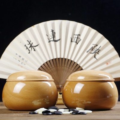 实木大号进口本色榉木围棋罐连珠五子棋盒收纳盒独木制作抗裂包邮