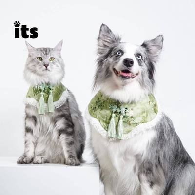 its宠物口水巾宠物新中式春日竹韵云肩猫咪新年围脖狗狗新年围脖