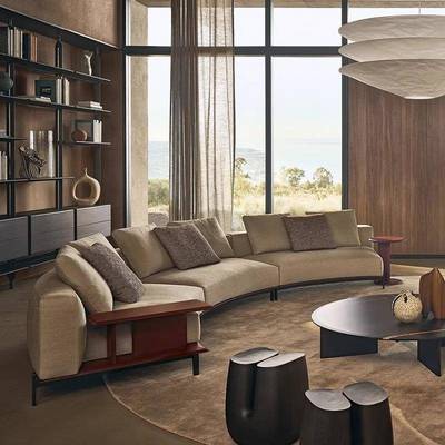 意式极简异形半圆布艺沙发客厅大平层设计师布雷拉Brera弧形沙发