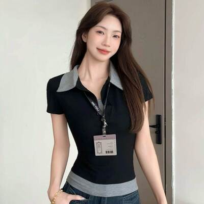 假两件爆款2026打底衫春夏薄款衫纯欲风时髦百搭内搭女款8049