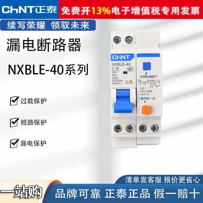 正泰NXBLE-40断路器1P+N空气开关双进双出DZ267LE 漏电过载保护器