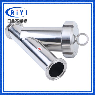 304卫生级不锈钢快装Y型过滤器微孔卡箍斜插式管道滤芯100目200目