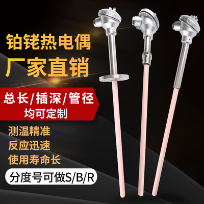 进口S型铂铑热电偶WRP-130/0-1600度高温刚玉管热电偶温度传感器
