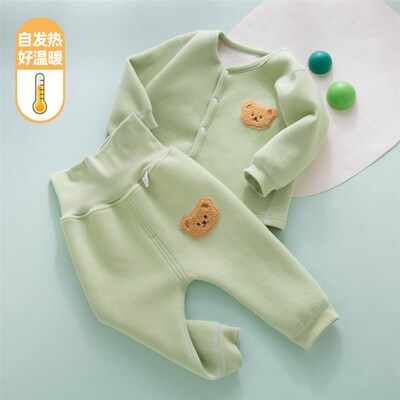 婴幼儿早秋套装一岁男女宝宝秋季分体秋装德绒秋冬季婴儿夹棉外套