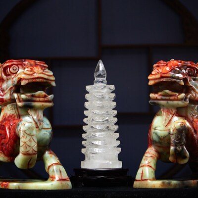 古玄空天然白水晶九层十层文昌塔 精品居 饰品