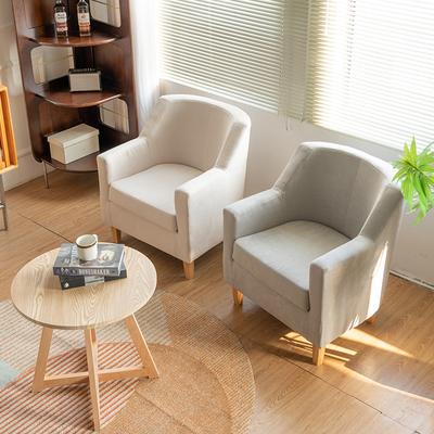 布艺单人沙发椅小户型卧室房间民宿酒店休闲接待洽谈休息区沙发椅