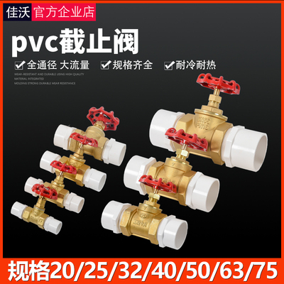 自来水阀门开关手轮水阀202532PVC管4分6分双活接螺纹阀芯截止阀