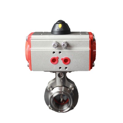 304不锈钢气动快装蝶阀卫生级卧式卡箍卡盘蝶阀快开蝶形阀门D681X