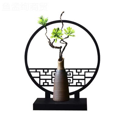 小屏风桌风面上摆件植新中式桌花瓶QGV中国客厅花绿摆设酒柜古风