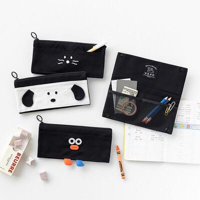 韩国romane可爱卡通双层笔袋多功能折叠拉链铅笔盒ins文具收纳包