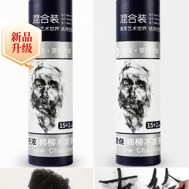 左绘炭笔碳条木炭条美术生专用柳炭条专业素描柳条国画炭条画画速