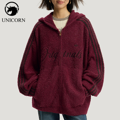 Adidas/阿迪达斯正品三叶草男女运动新年款复古绒面外套KT0718