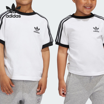 Adidas/阿迪达斯正品2025三叶草小童经典针织短袖T恤JE0517