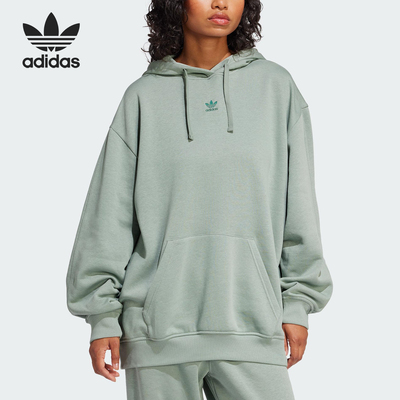 Adidas/阿迪达斯官方正品三叶草女士针织加绒保暖连帽卫衣JJ3474
