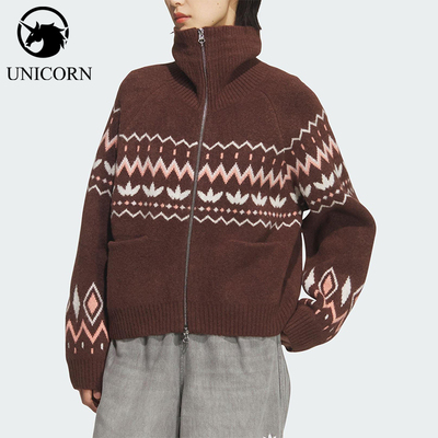 Adidas/阿迪达斯正品三叶草女士立领针织宽松双拉链外套KS5985