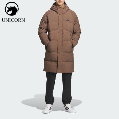 Adidas/阿迪达斯正品2025男女长款梭织运动保暖连帽羽绒服KQ5517