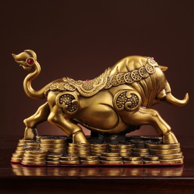 皇轩 牛摆件华尔街牛劲牛旺市牛炒股公司办公室装饰品铜牛摆件