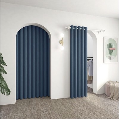 免打孔窗帘安装新款窗帘卧室遮光加厚空调挡风隔热厨房隔断门帘子